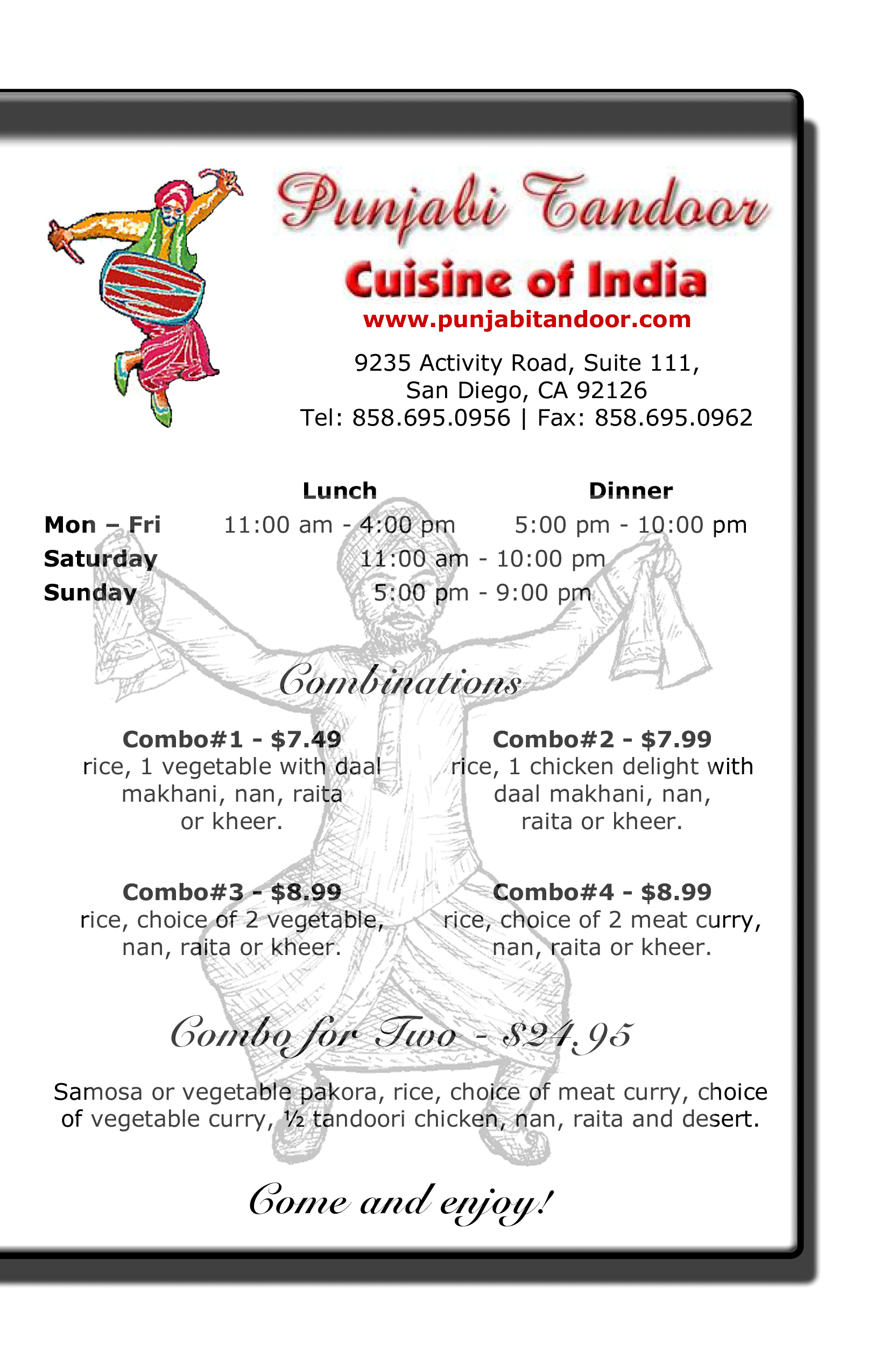 Punjabi Tandoor - Cuisine of India | Download Menu